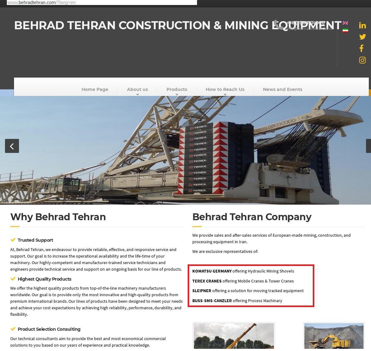 Behrad Tehran Company is representative of Terex cranes – IFMAT